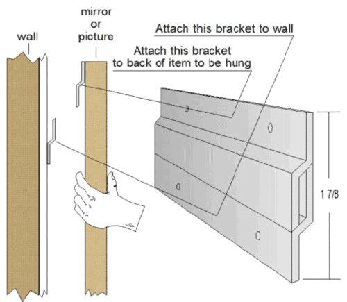 4" Zbar Hanging System Bar, Z Bracket, Z bar Mirror Hanger