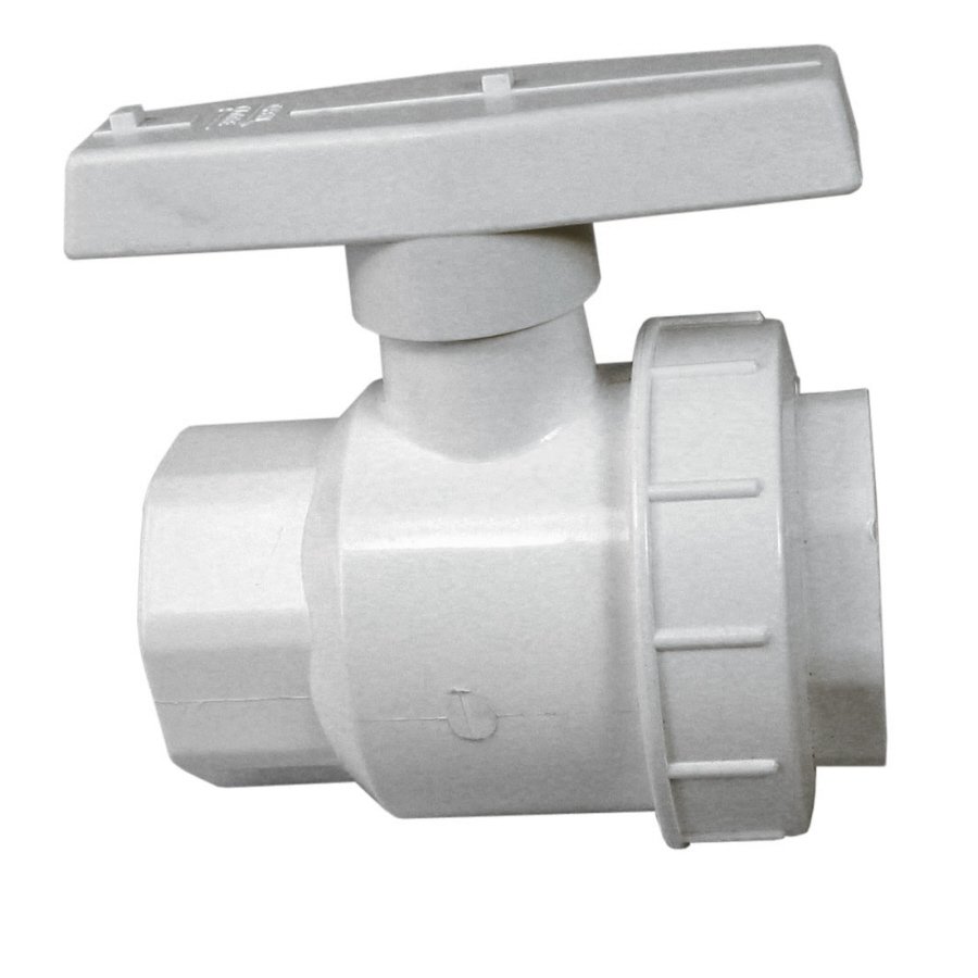 1-1/2" SxS - Single Union Ball Valve - Schedule 40 White PVC - Socket Ends