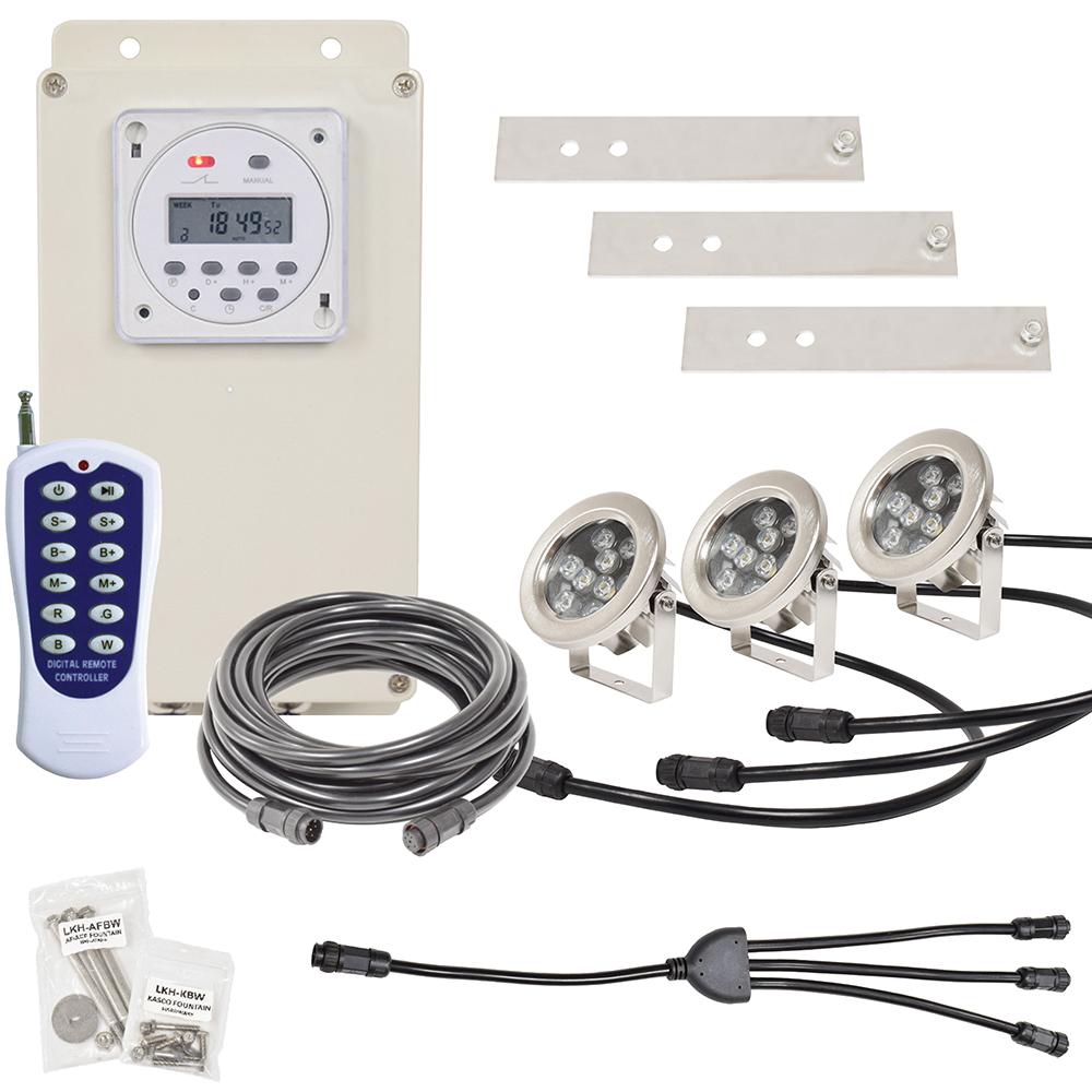 EasyPro - 3 RGBW, Stainless Steel LED Light Kit (17 watt each) - 100 ft ...