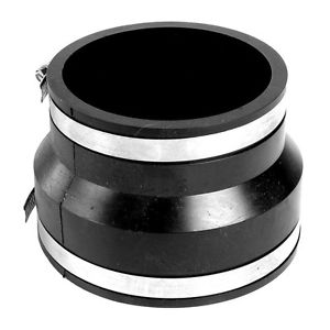 Flexible Rubber Coupling with Hose Clamps - 3" x 2"