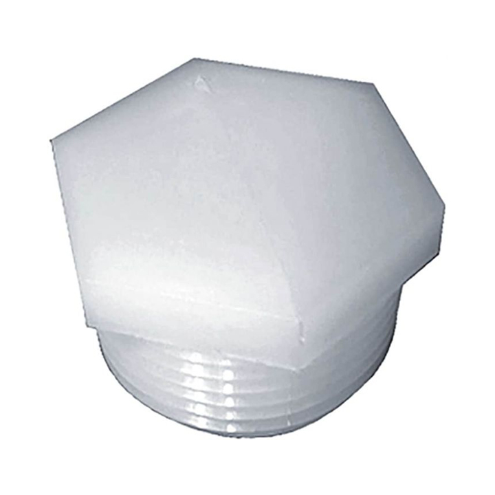 Hex Nylon Plug - 2" Male Thread - White