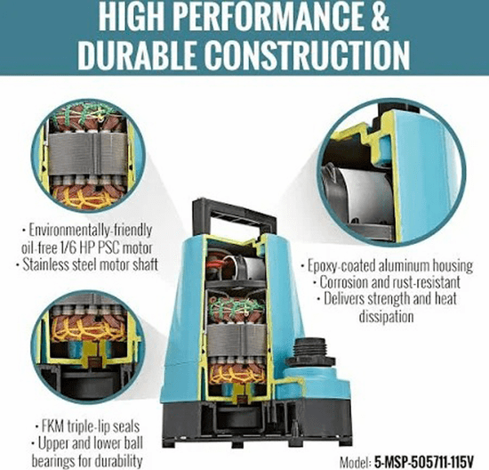 Little Giant - Submersible Utility Pump - Next Gen 5-MSP - 1500 GPH @ 1 ...