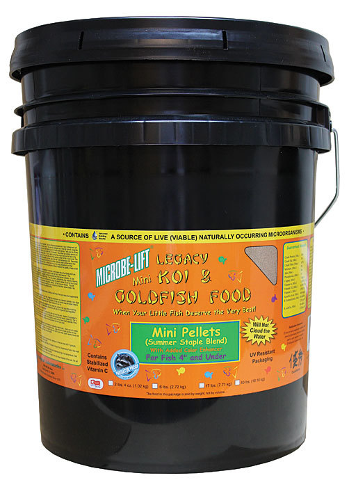 Microbe-Lift - Mini Koi & Goldfish Food Pellets - Bucket - 17 Lbs