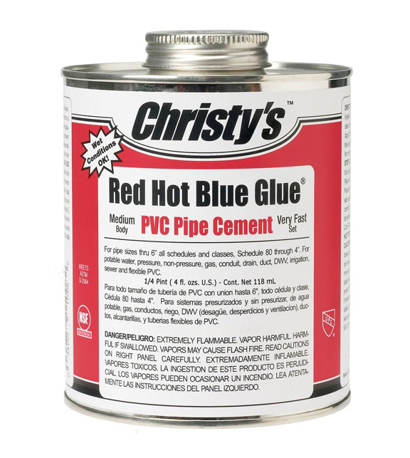 Red Hot Blue Glue - Medium Body PVC Pipe Glue - 1/4pint - 4oz.