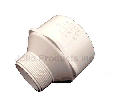 Schedule 40 PVC - Reducing Male Adapter - 2" MPT x 3" SOC - 436-253