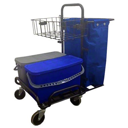 Compact Mop Cart w/ Two Buckets Side-by-SideCommercial Mops, Buckets & Misc