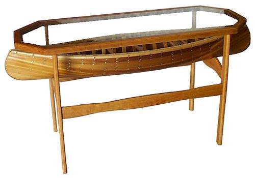 Display Wooden Canoe Sofa Table