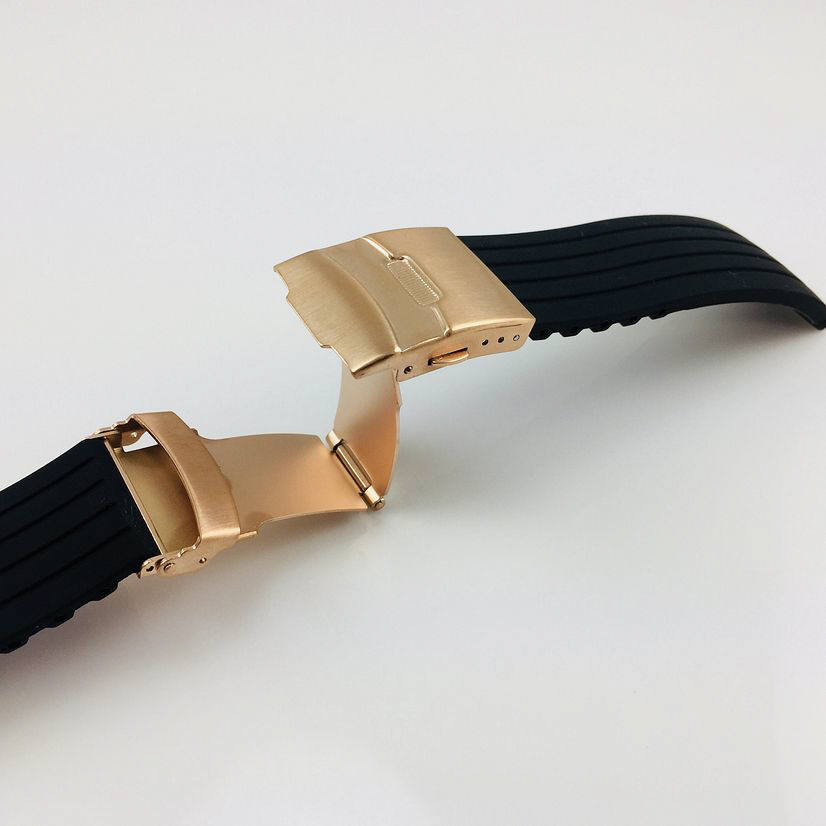 Tissot Compatible Black Rubber Silicone Watch Band Strap Rose Gold ...
