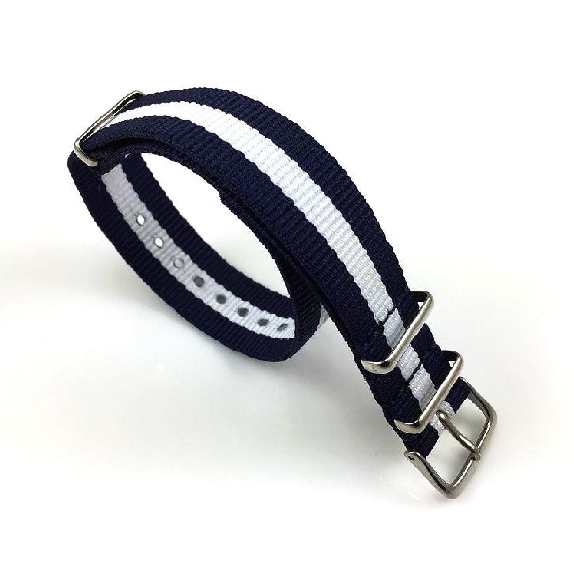 Casio Compatible White & Navy Stripes One Piece Slip Through Nylon ...