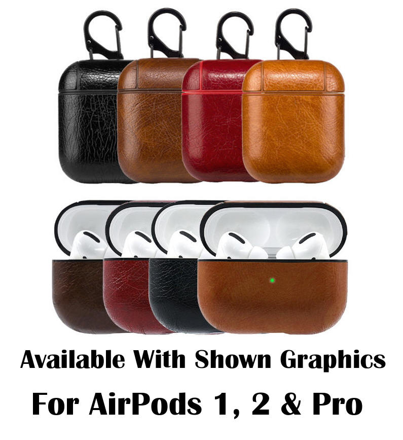 Apple AirPods 1 2 Pro Charging Case Leather Cover With Dragon Logo #0216