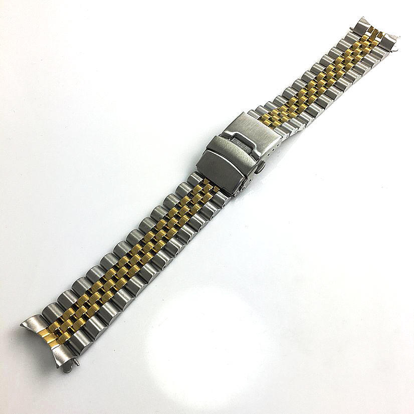 Metal Steel Jubilee Style Two Tone Replacement Curved End Watch Band #7005