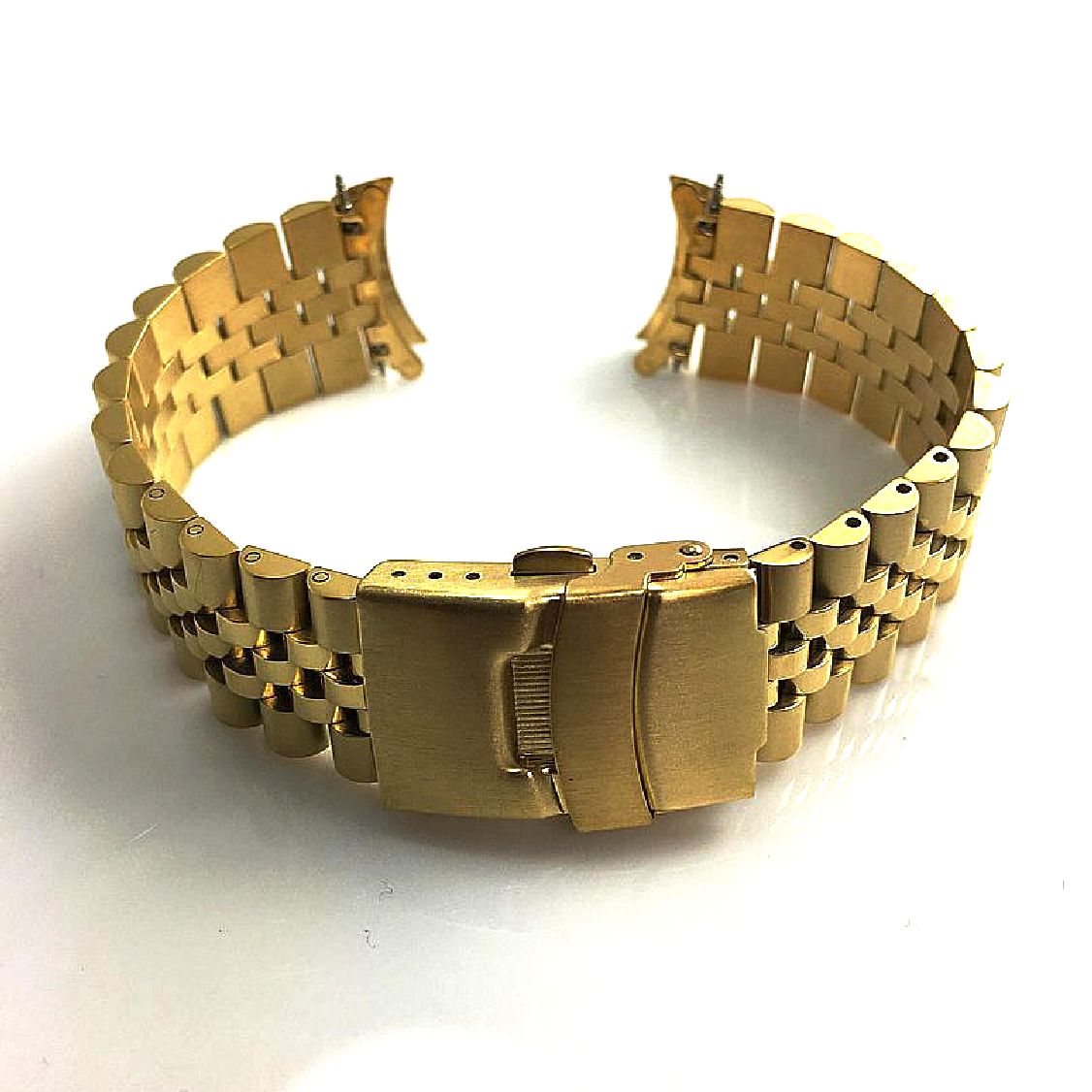 Seiko Compatible Metal Jubilee Style Gold Tone Curved End Watch Band #7003