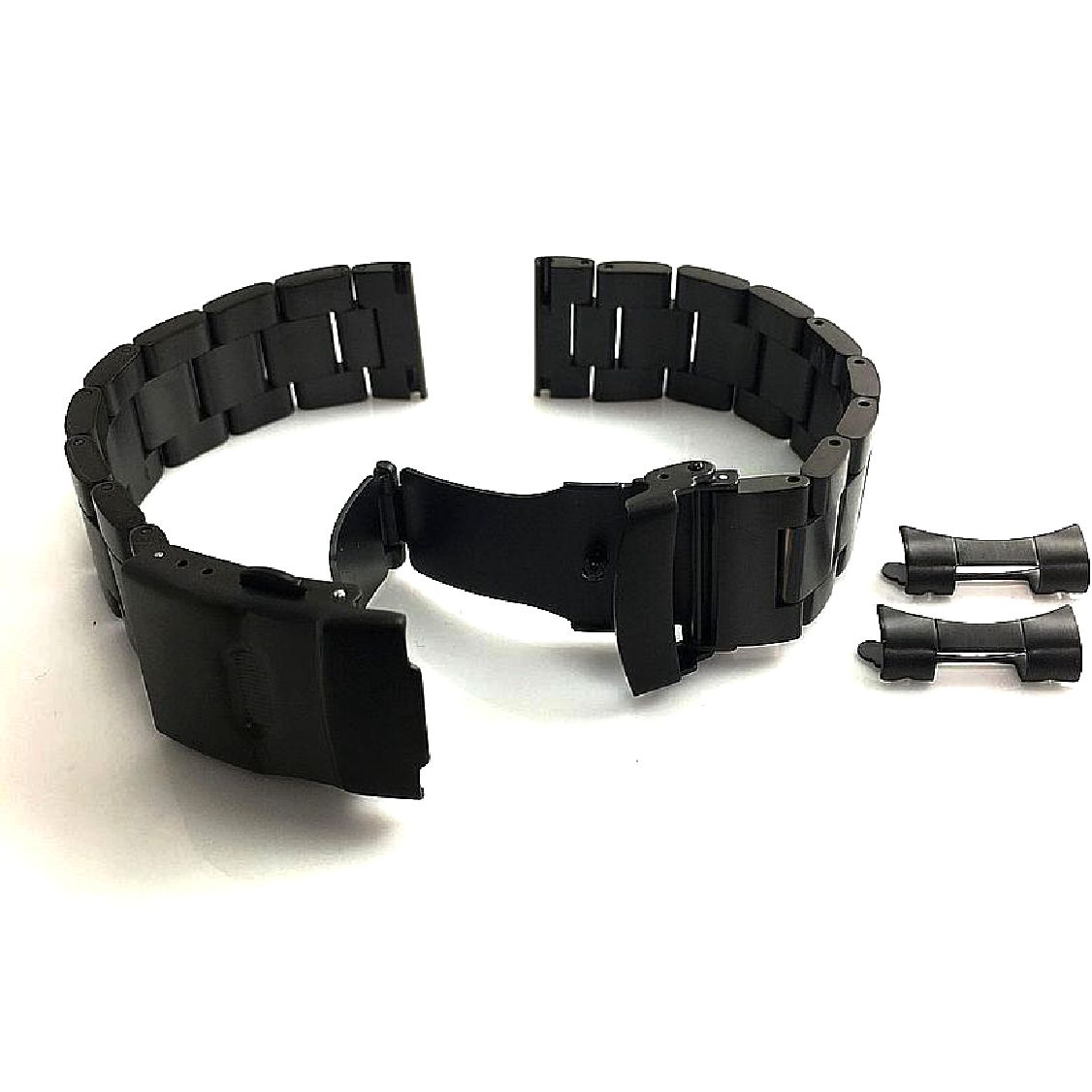 Bulova Compatible Black Brushed Metal Steel Curved End Watch Band #7007