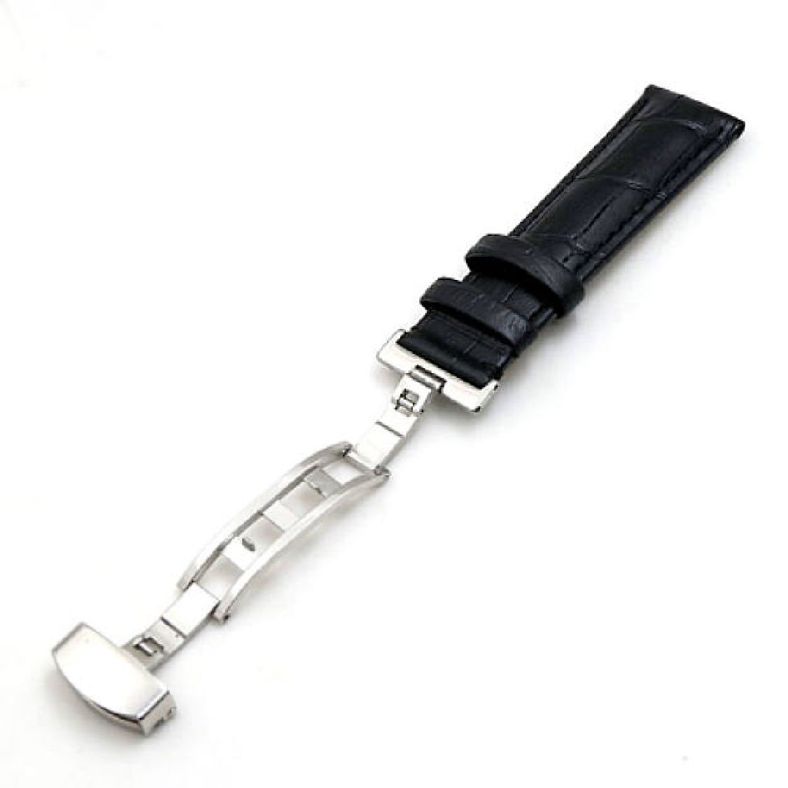 Longines Compatible Black Croco Genuine Leather Replacement Watch Band ...