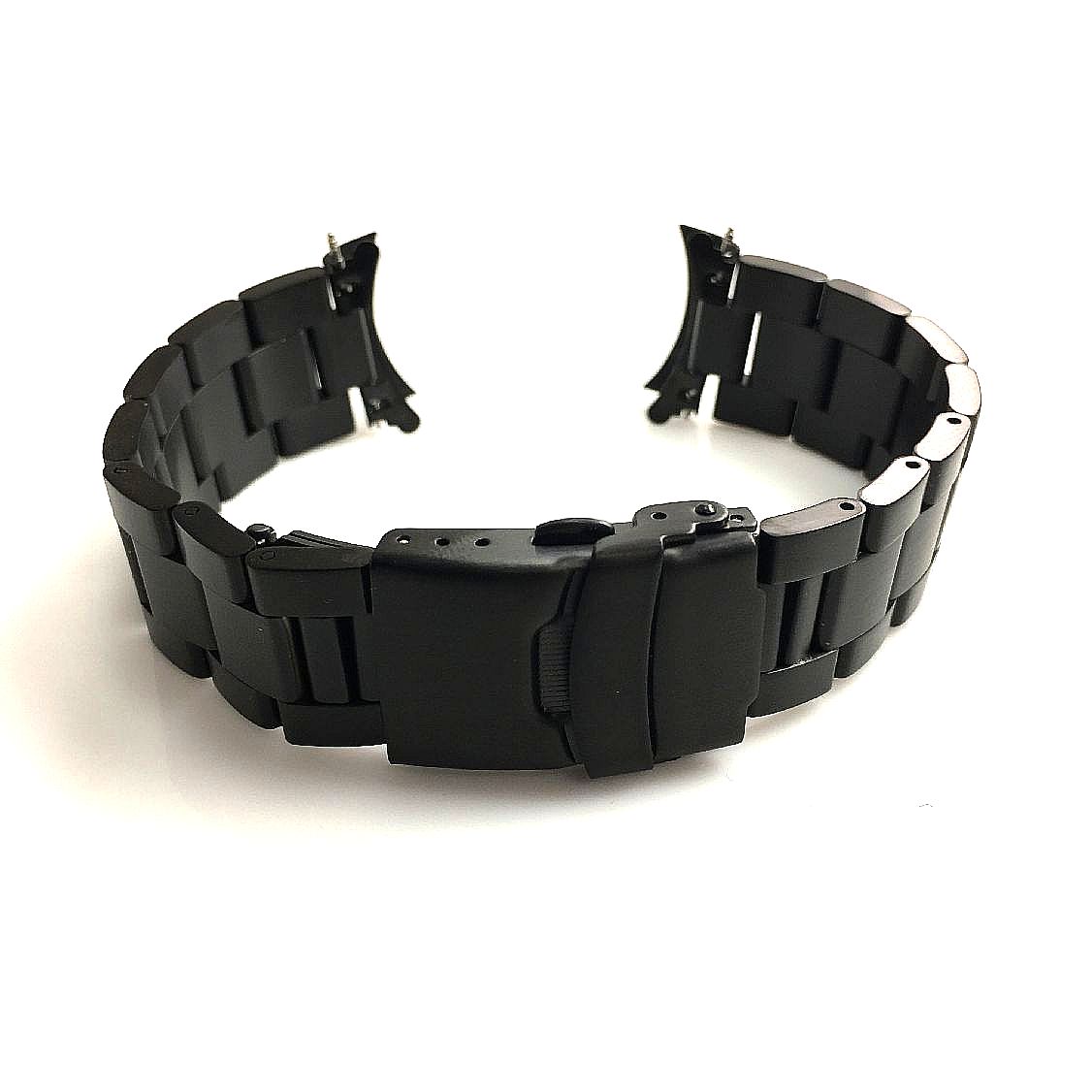 Black PVD 18MM Metal Stainless Steel Oyster Style Replacement Curved ...