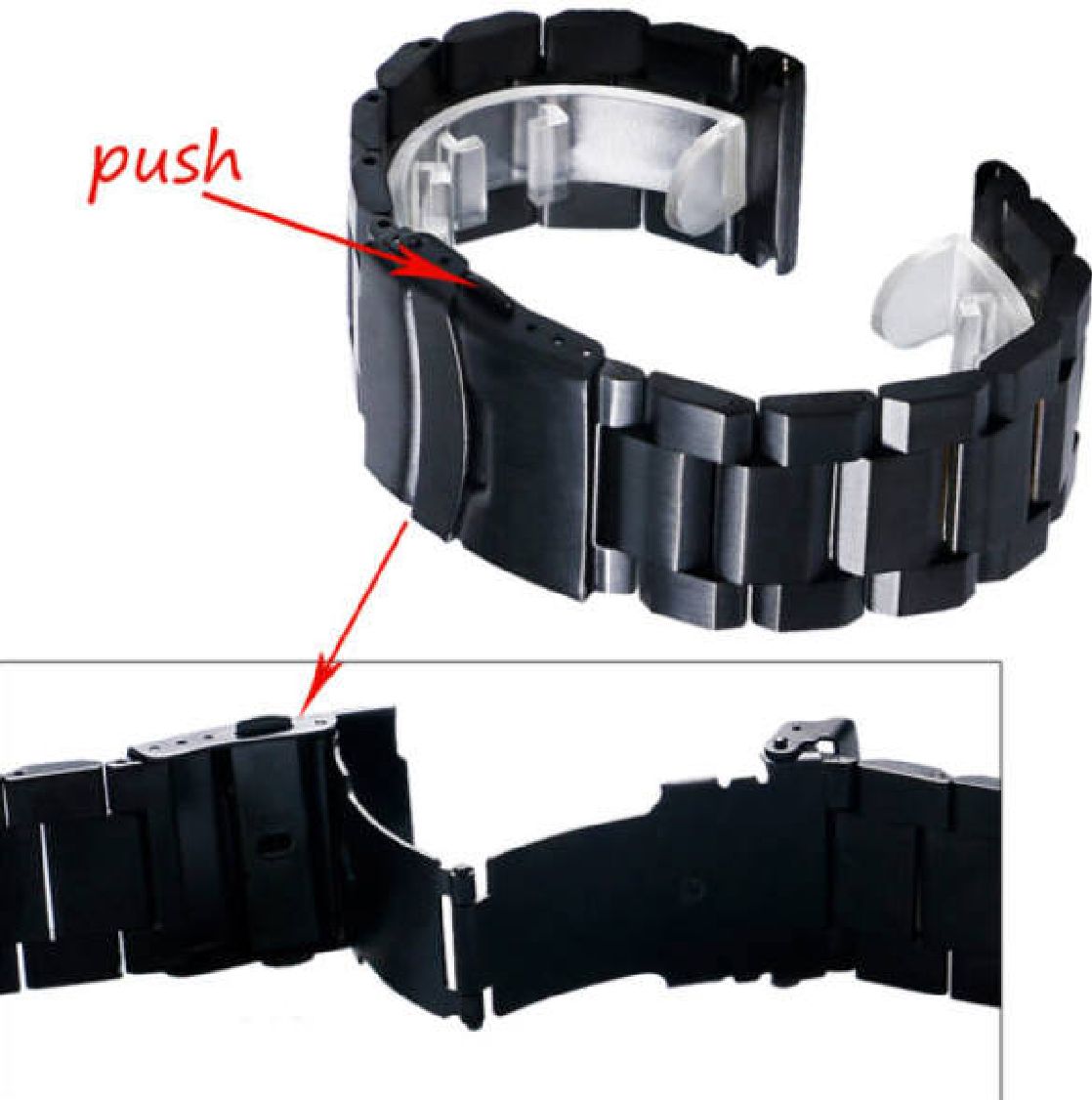 Casio Compatible Black Stainless Steel Links Bracelet Replacement Watch ...