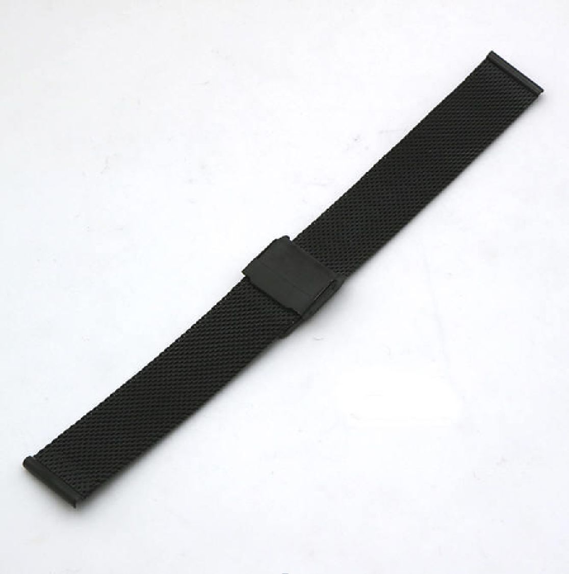 Black Steel Metal Adjustable Mesh Bracelet 12mm Watch Band Double Lock ...