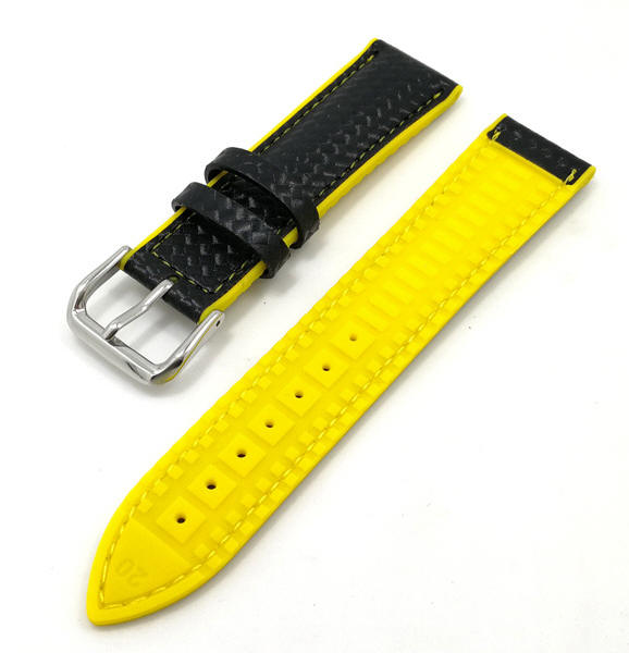 Michael Kors Compatible Black & Yellow Carbon Fiber Leather Replacement ...
