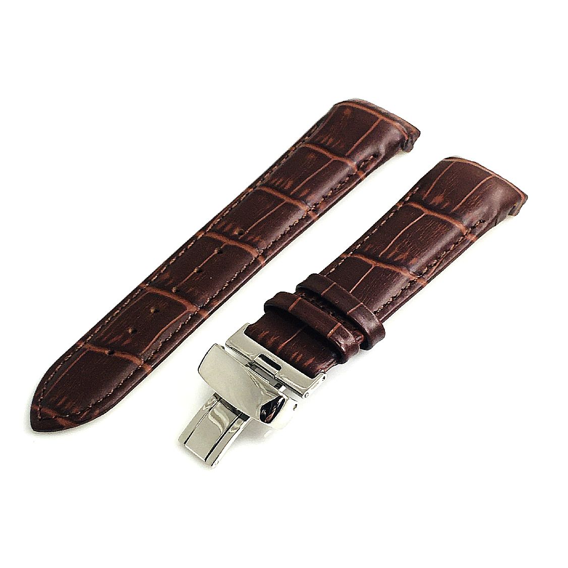 Longines Compatible Brown Curved End Croco Leather Replacement Watch ...