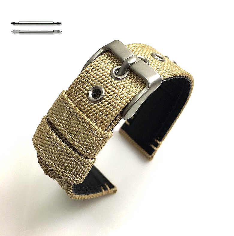 Bulova Compatible Beige Military Style Nylon Strap 22mm Replacement ...