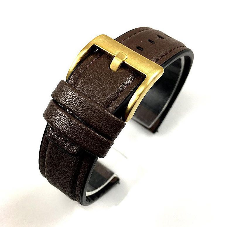 Bulova Compatible Brown Leather Watch Strap Quick Release Band Gold ...