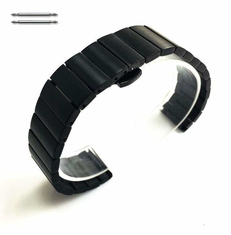 Casio Compatible Brushed Black Steel Metal Watch Band Butterfly Clasp #5116