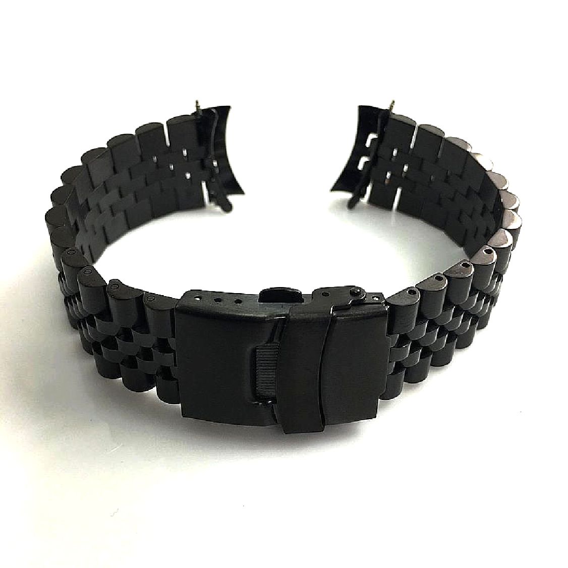 Relic Compatible Metal Steel Jubilee Style Black Curved End Watch Band ...