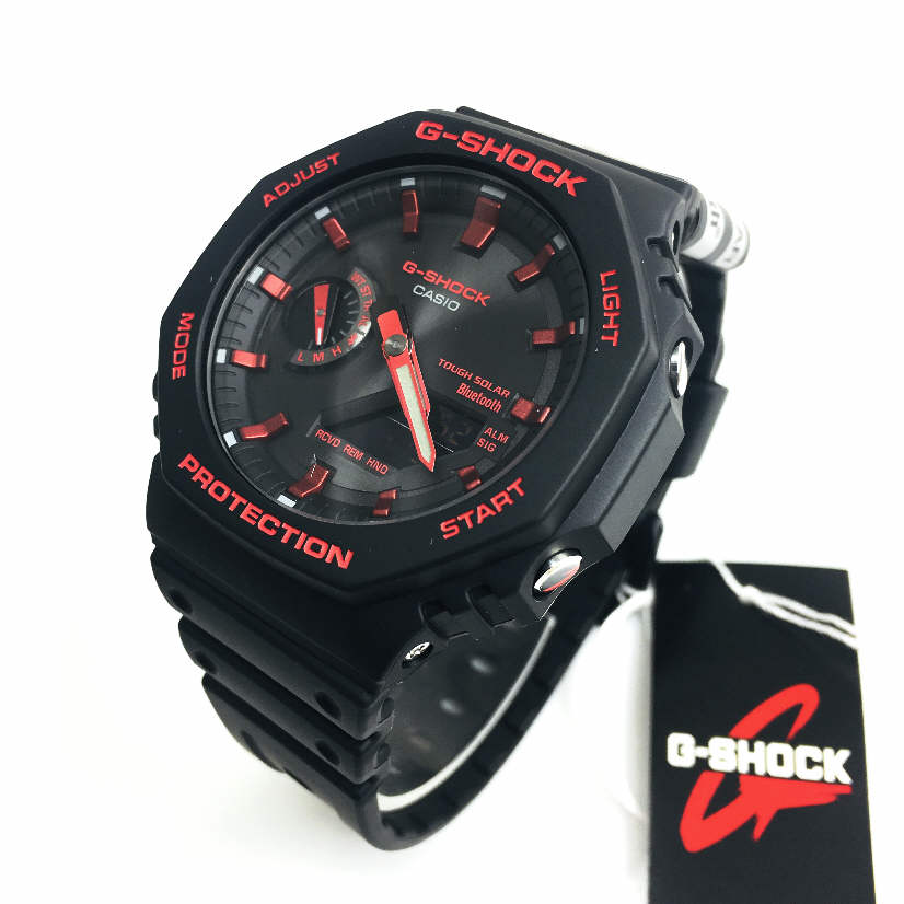 Casio G-Shock Black Red Analog Digital Solar Bluetooth Watch GAB2100BNR-1A