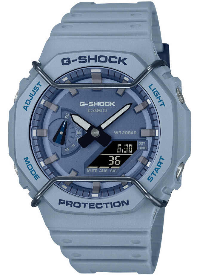 Casio G-Shock GA2100 Blue Digital Analog Wire Face Watch GA2100PT-2A