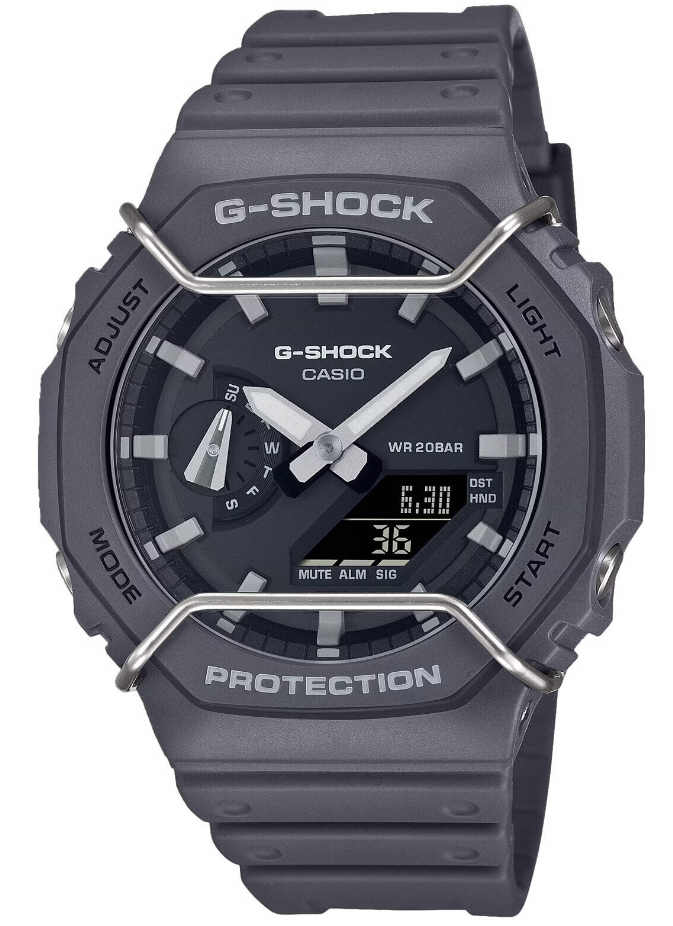 Casio G-Shock GA2100 Grey Digital Analog Wire Face Watch GA2100PTS-8A