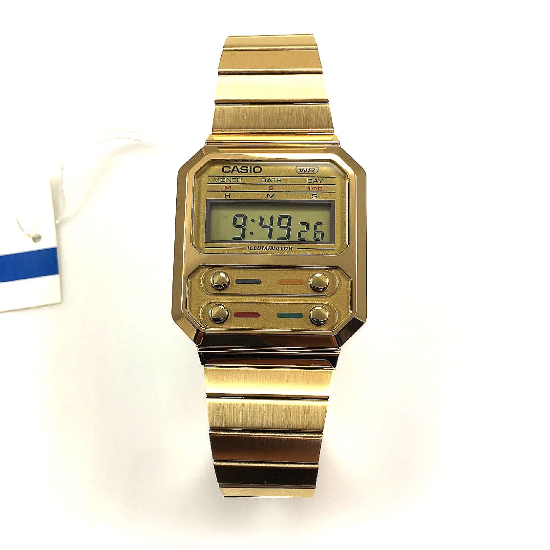 Casio Vintage Collection Gold Tone Digital Dial Steel Band Watch A100WEG-9A