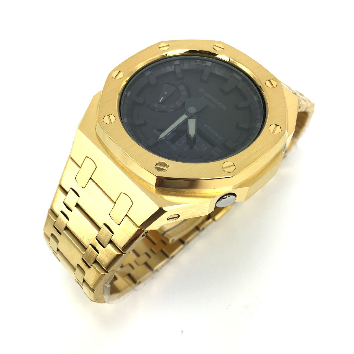Casioak Mod Royal Oak Casio G-Shock GA-2100 Gold Tone All Metal Steel ...