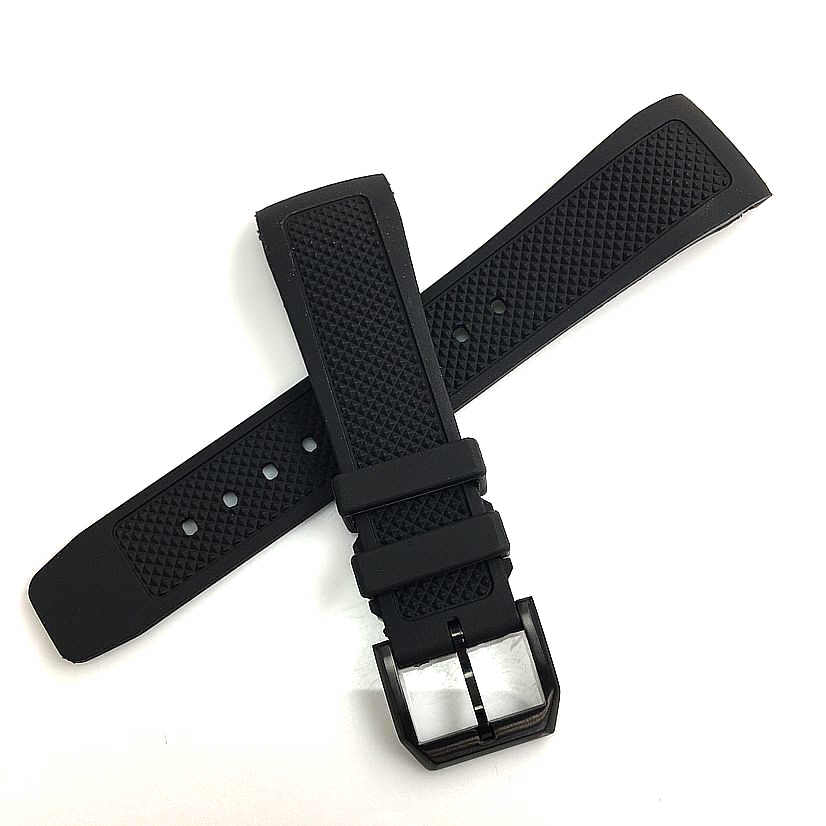 Bulova Compatible Curved End 22mm Black Silicone Rubber Strap Watch ...