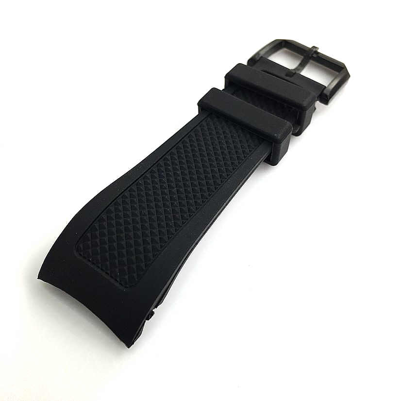 Bulova Compatible Curved End 22mm Black Silicone Rubber Strap Watch ...