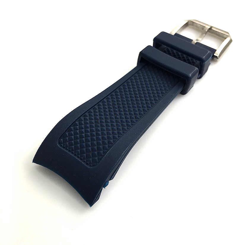 Bulova Compatible Curved End 22mm Blue Silicone Rubber Strap Watch Band ...