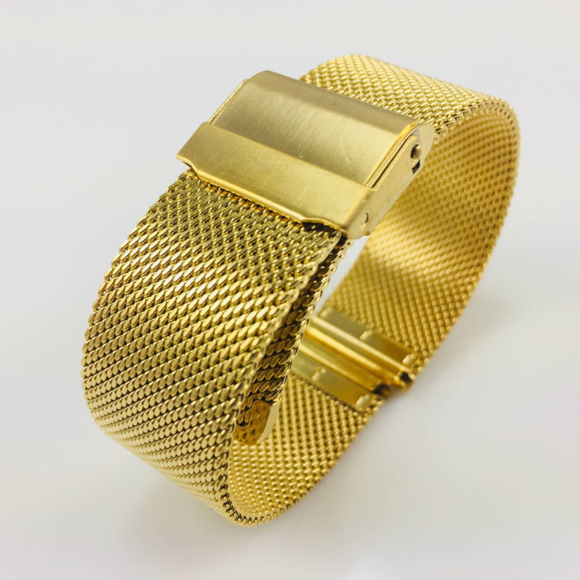 Steel Metal Adjustable Mesh Bracelet 24mm Watch Band Double Lock Clasp ...