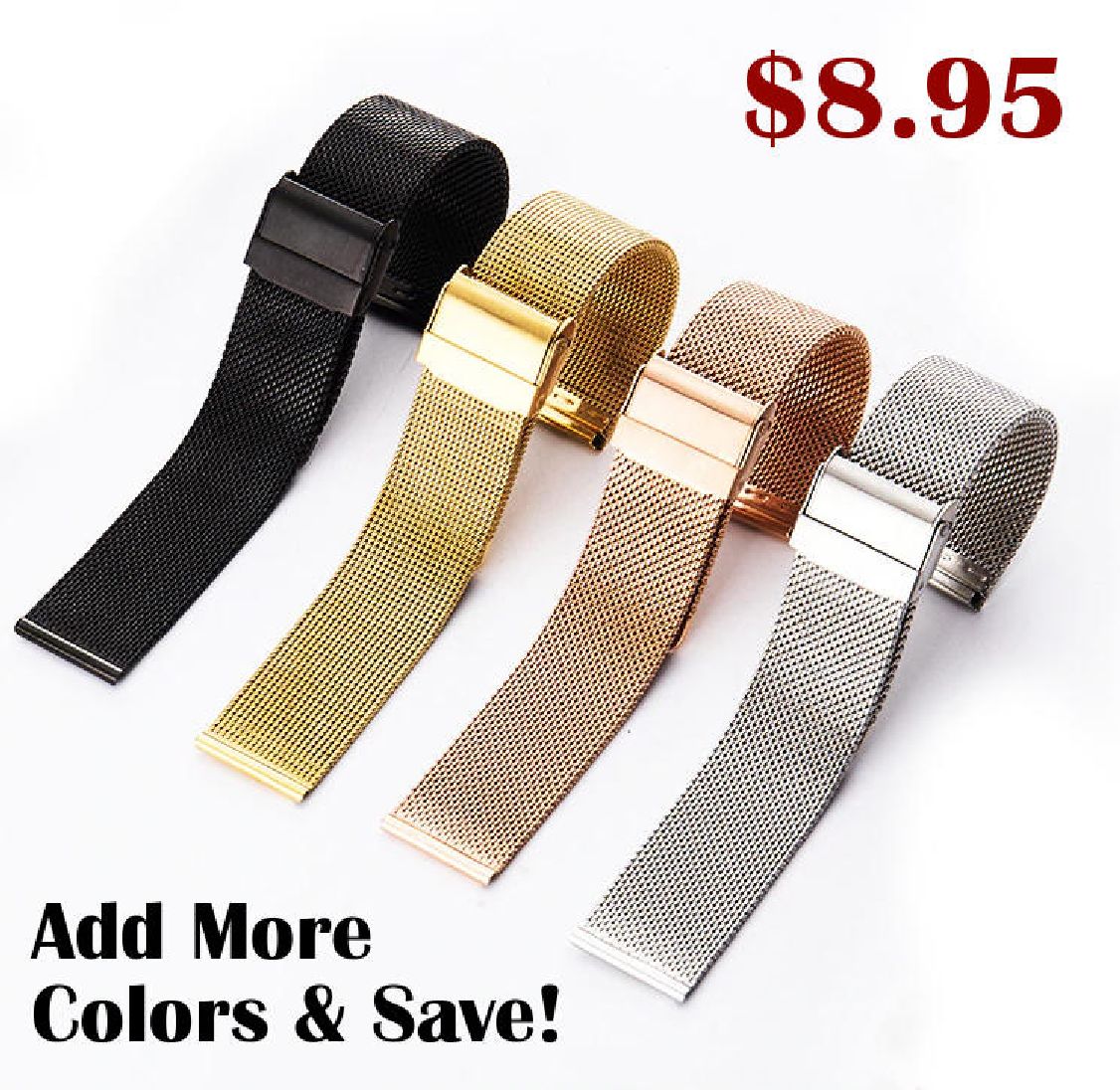 Bulova Compatible Silver Steel Metal Adjustable Mesh Bracelet Watch ...