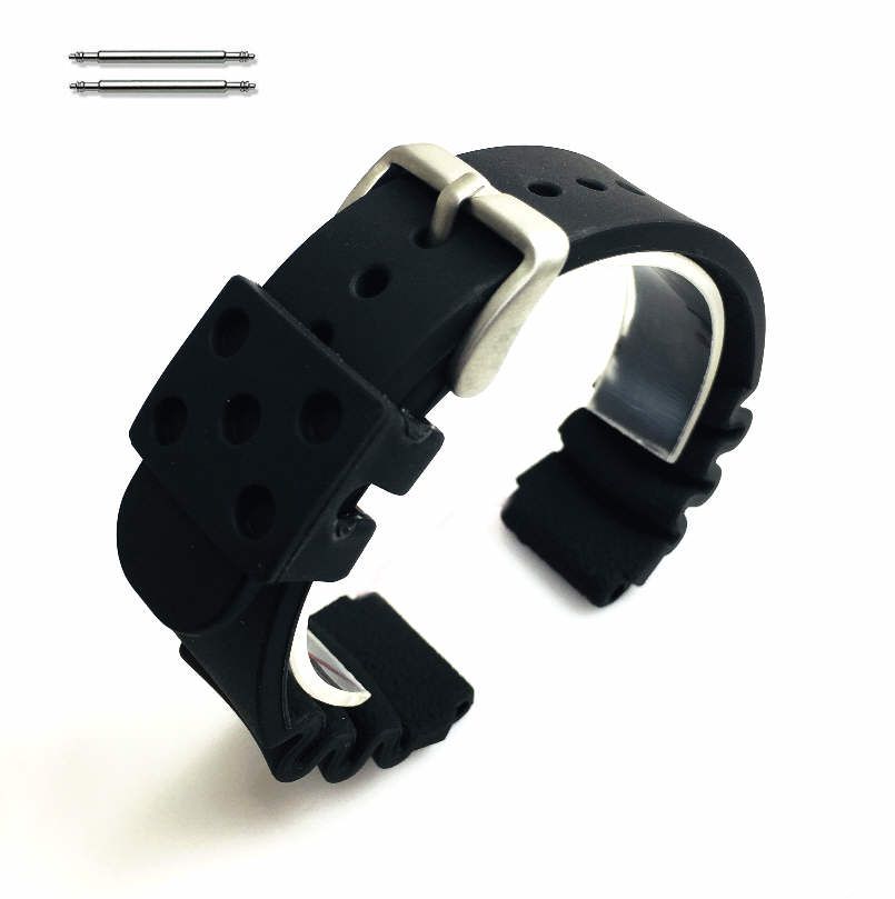 Fossil Compatible Black Diver's Style Rubber Strap Replacement Watch ...