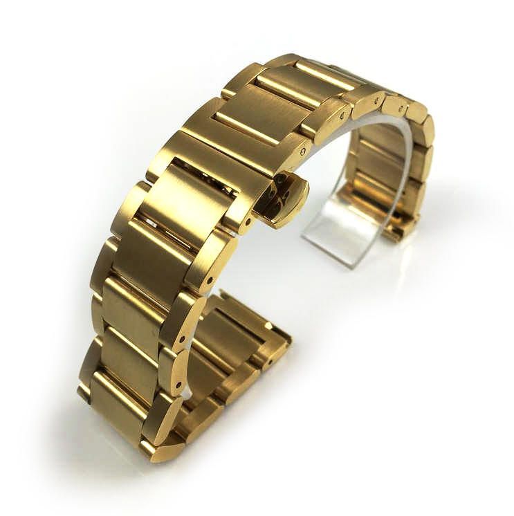 Fossil Compatible Gold Tone Brushed Steel Replacement Watch Band Push ...