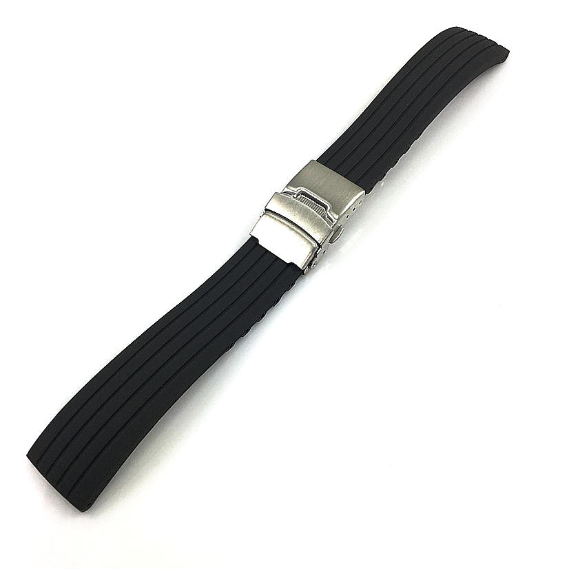 Gray Silicone Replacement Watch Band Strap Double Locking Clasp #4433