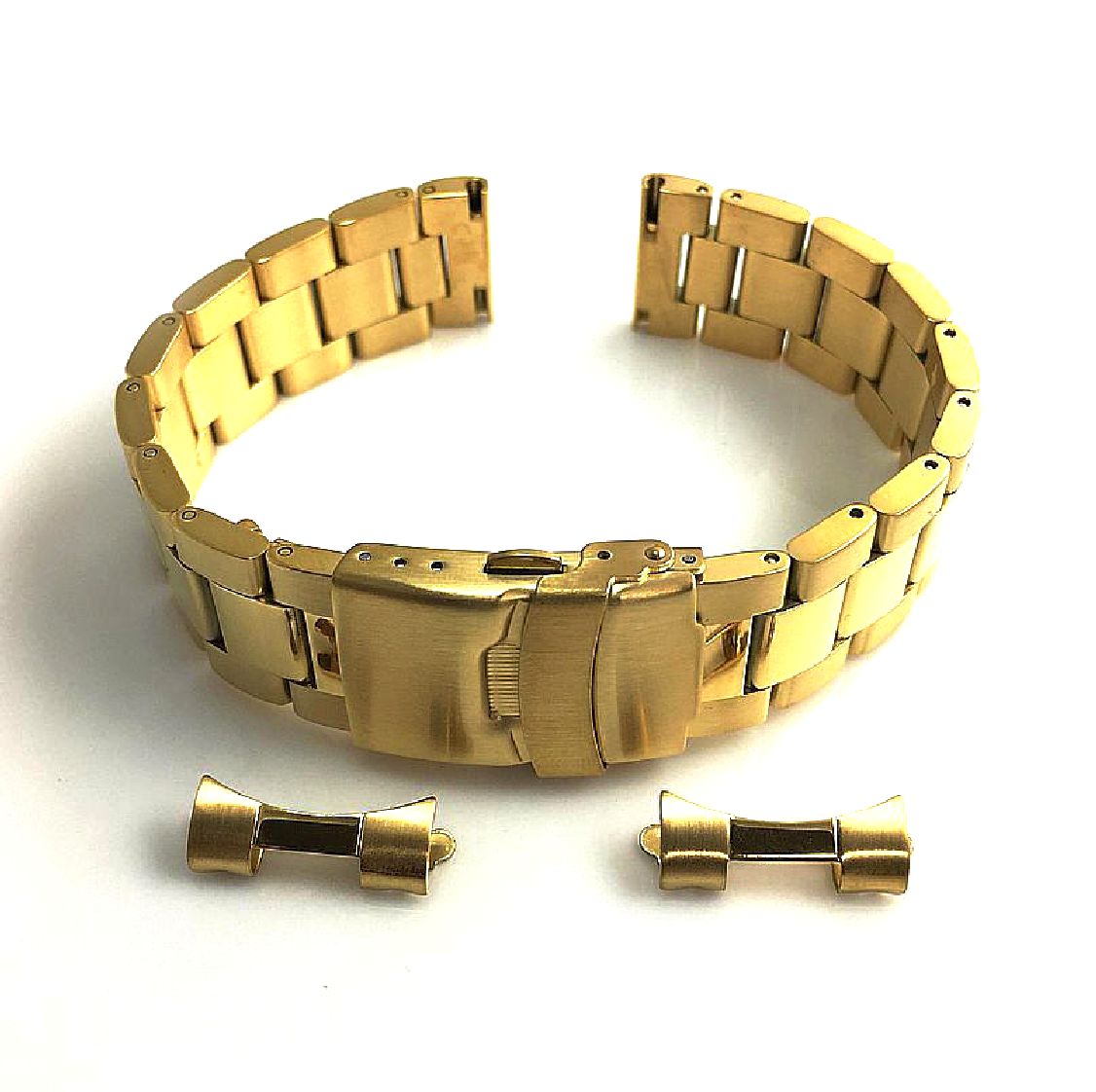 Bulova Compatible Gold Tone Brushed Metal Steel Curved End Watch Band #7008