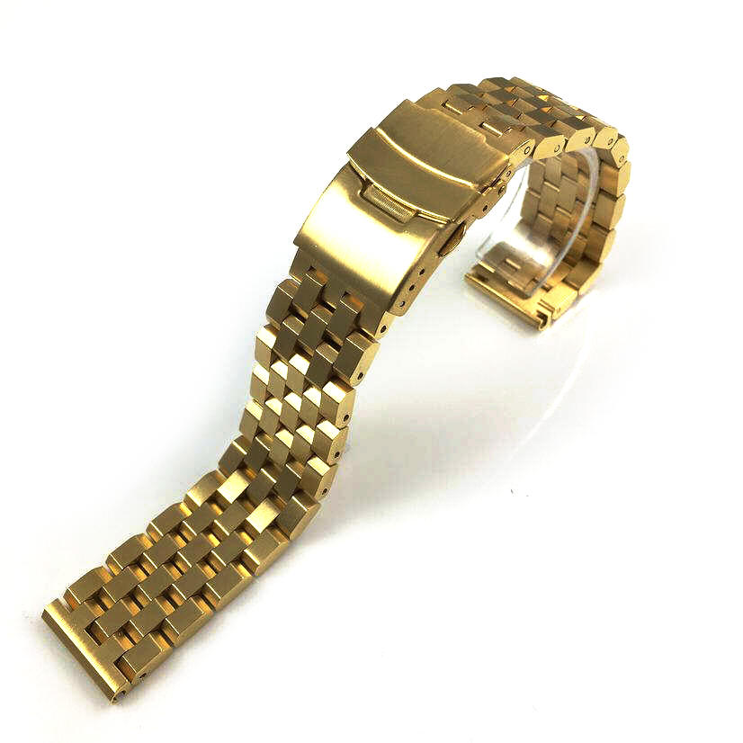 Gold Tone Steel Watch Band Double Locking Buckle #5053-20