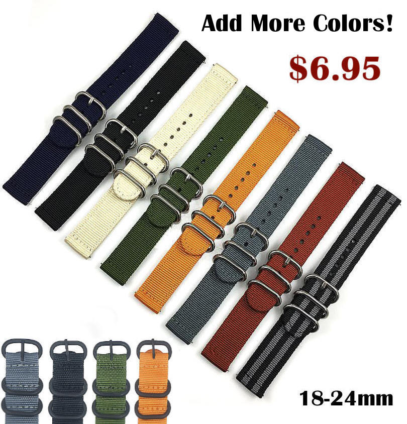 Dark Blue Nylon 20mm Watch Band Strap Army Military Ballistic Silver ...