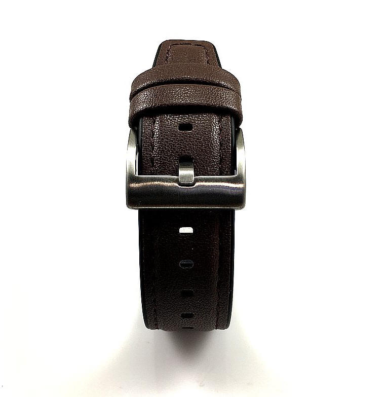 Bulova Compatible Brown Leather Watch Strap Quick Release Band Silver ...