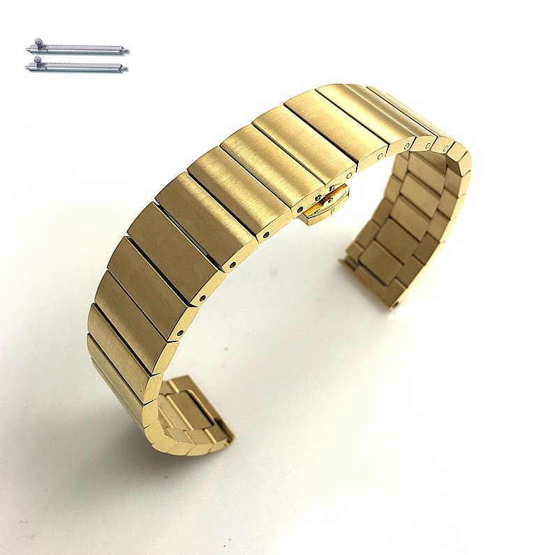 Hamilton Compatible Brushed Gold Steel Metal Watch Band Butterfly Clasp ...