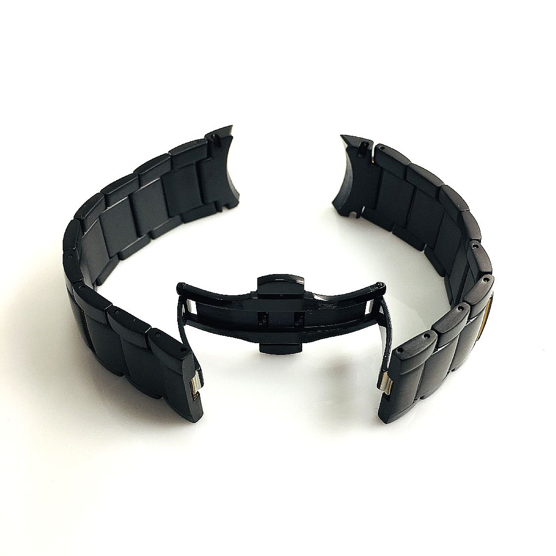 High Quality Black PVD 22mm Metal Solid Curved End Watch Band #5122