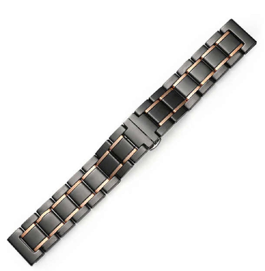 Timex Compatible Black & Rose Gold Ceramic Watch Band Quick Release #8003