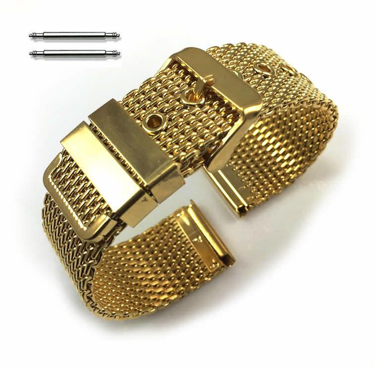 Invicta Compatible Gold stainless Steel Thick Mesh Replacement Watch ...