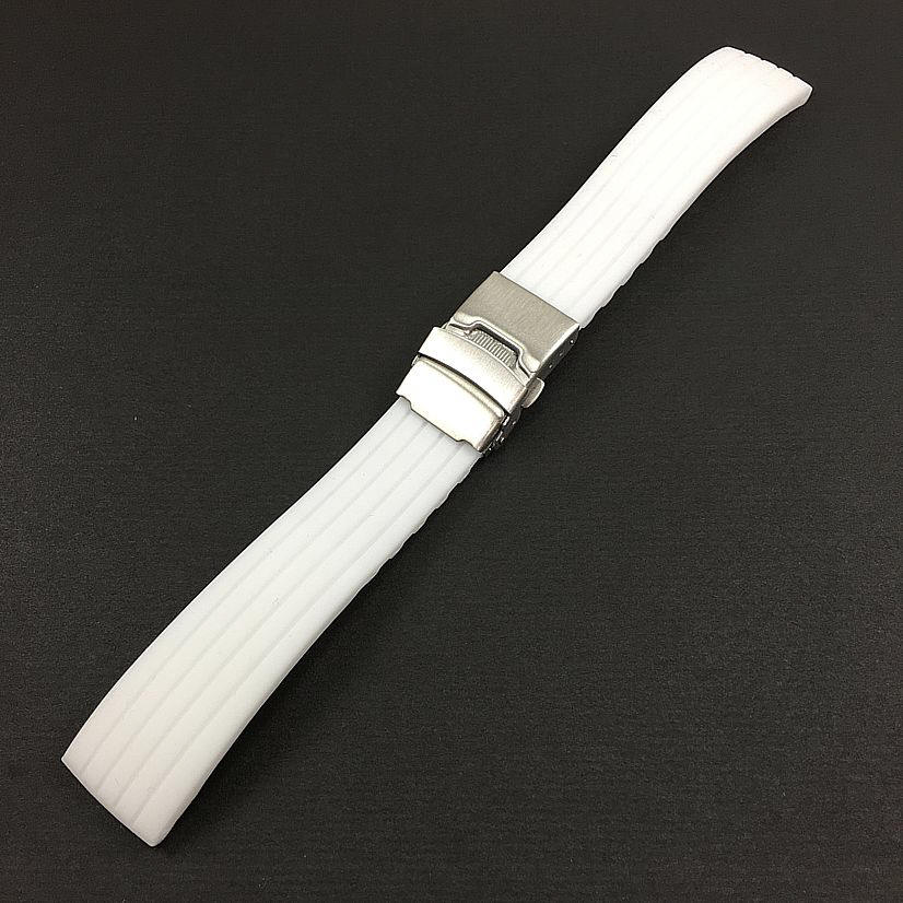 White Silicone Replacement Watch Band Strap Double Locking Clasp #4434