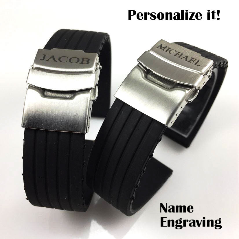 Green Silicone 18mm Replacement Watch Band Strap Double Locking Clasp #4432